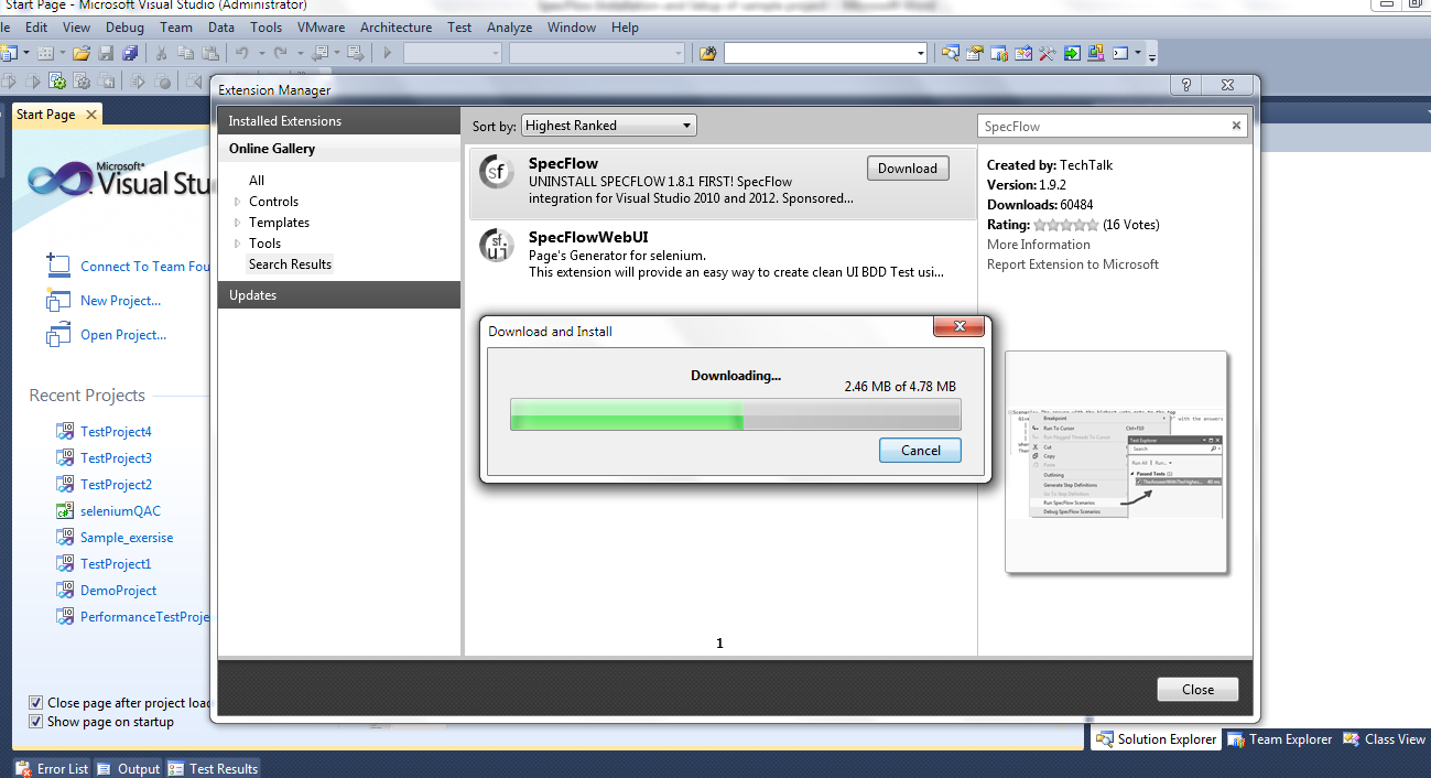 Automated Testing Using Specflow Digital Lab